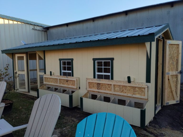 8'x12' Chicken Coop With Run. Gap Gray Sides Light Stone Metal Roof ...