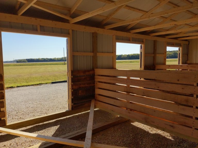 14x42 Horse Loafing Shed Fully Enclosed 3 Stalls 10' Tack Room Single ...