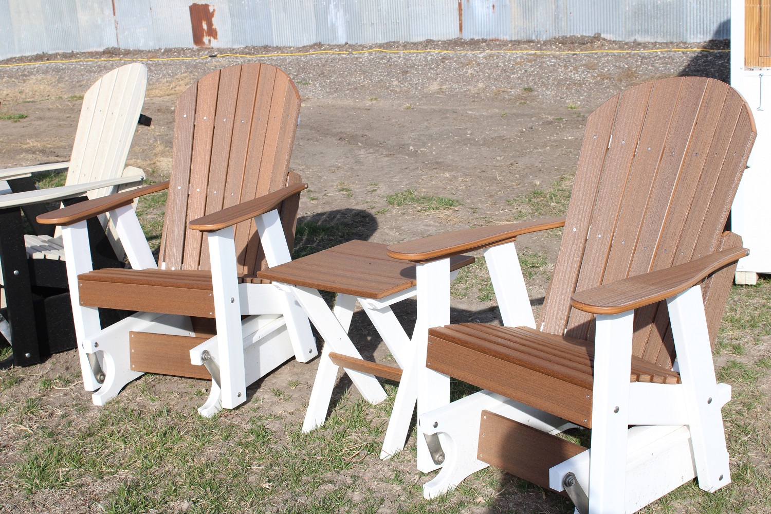 Comfo Back Single Gider-Rocker Set. Antique Mohogany, White Base ...