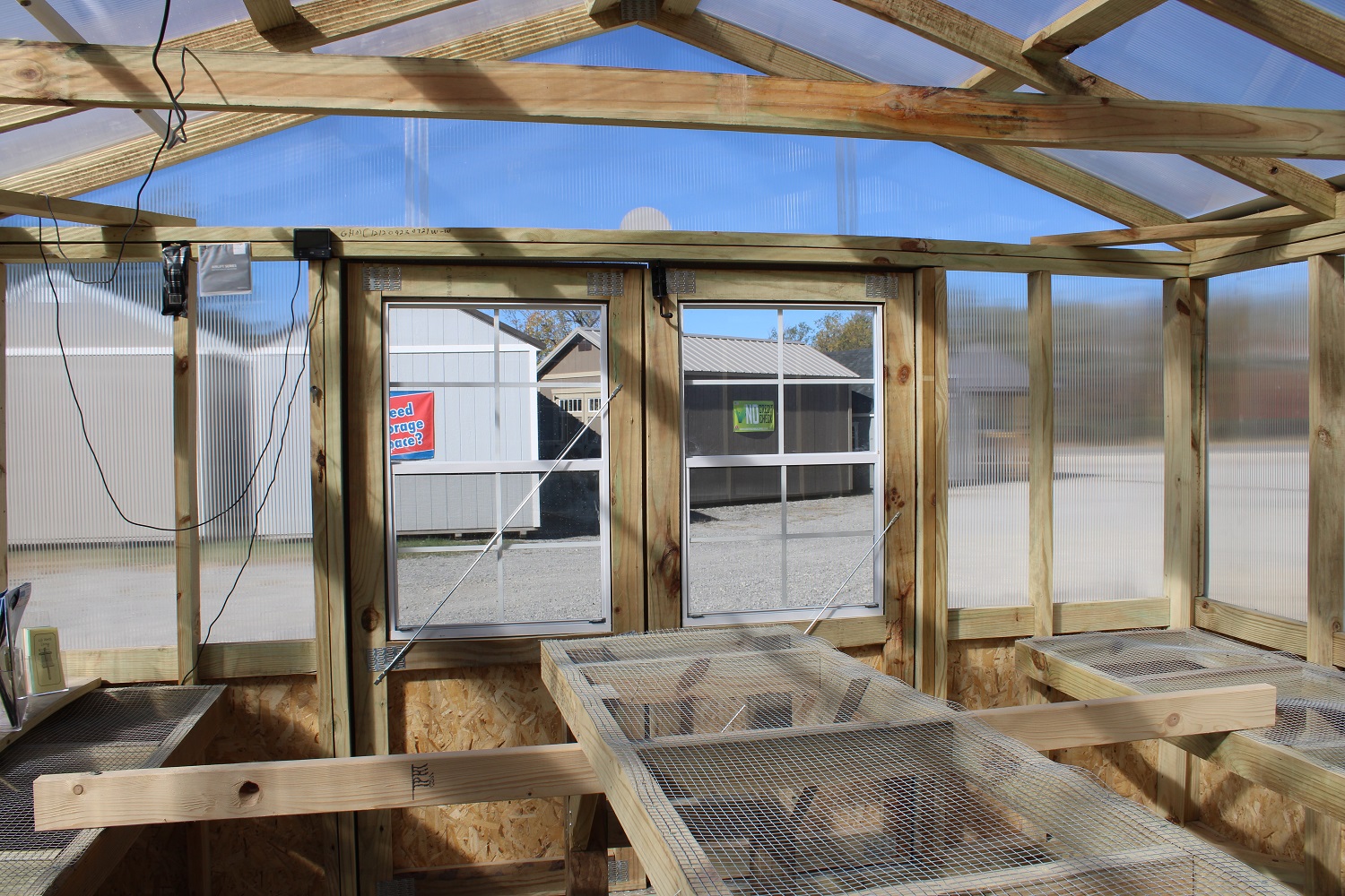 12'x12' Greenhouse Electric Exhaust Fan, Double Doors, Center Table ...