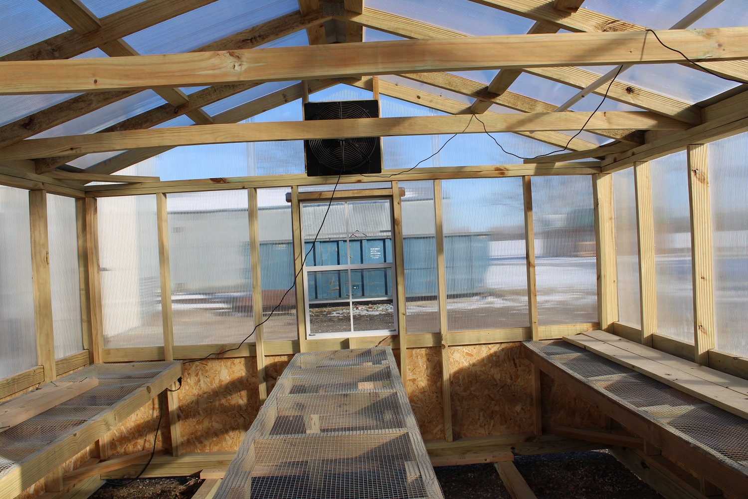 12'x12' Greenhouse Electric Exhaust Fan, Double Doors, Center Table ...