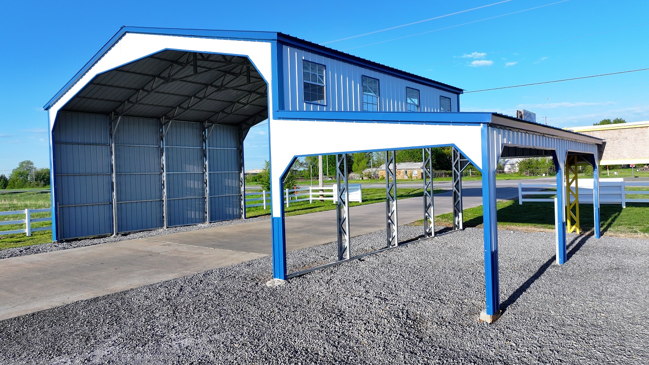 32'x25'x16' Free Span Truss Building Covered One Side with 12' Lean To ...