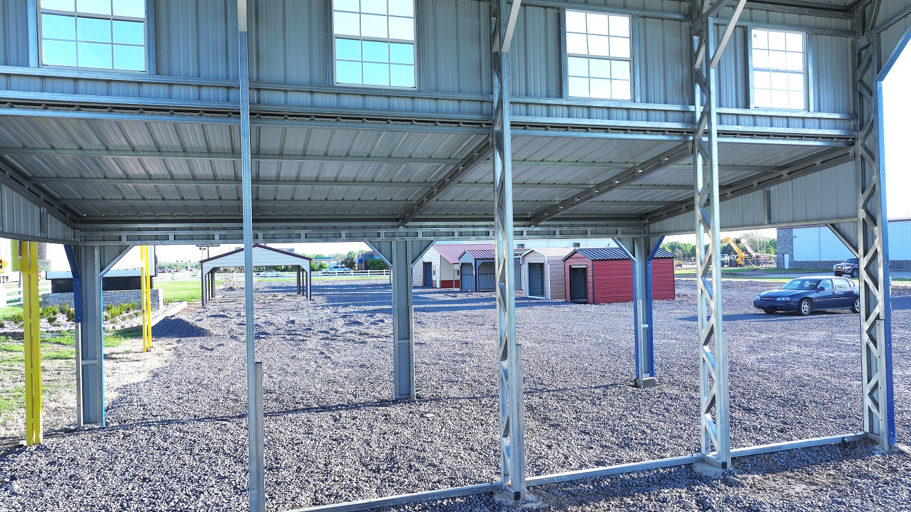 32'x25'x16' Free Span Truss Building Covered One Side with 12' Lean To ...