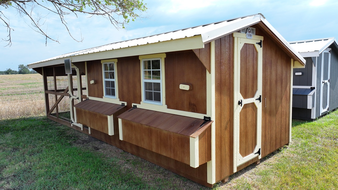 8'x12' Chicken Coop with Solar Door, Two Sets Nest Boxes and 12 Run ...