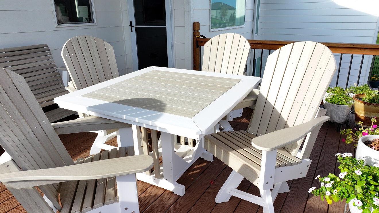 Composite Poly Dining Swivel Chair Set with 5' Bench Glider ...