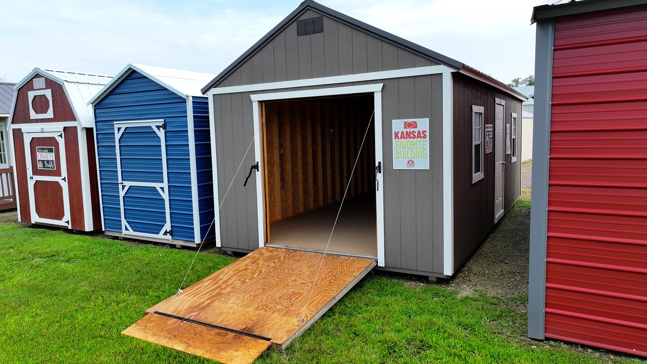12'x24' Ramp Utility/Garage with Workbench and Pre-Hung Door ...